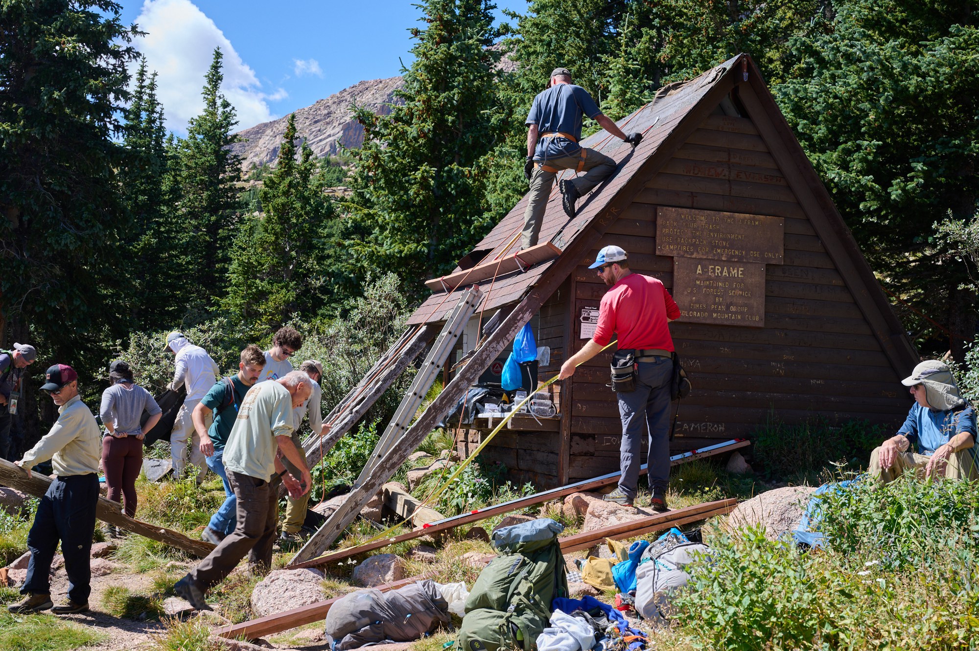 Stewardship - Remove Shingles from Pikes Peak A-Frame on Barr Trail ...